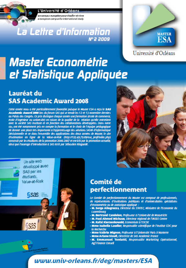 La Lettre du Master ESA - Master ESA
