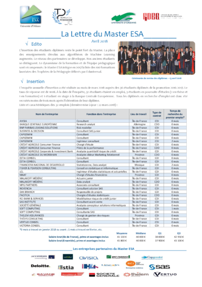 La Lettre du Master ESA - Master ESA